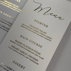 New! Gold Foil Menu Cards, Printed Shiny Wedding Gold Foil Menus ...