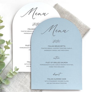 Arch Shaped Menu Cards, Printed Arched Wedding Menus, Rounded Menus, Minimalist Wedding, Simple ...