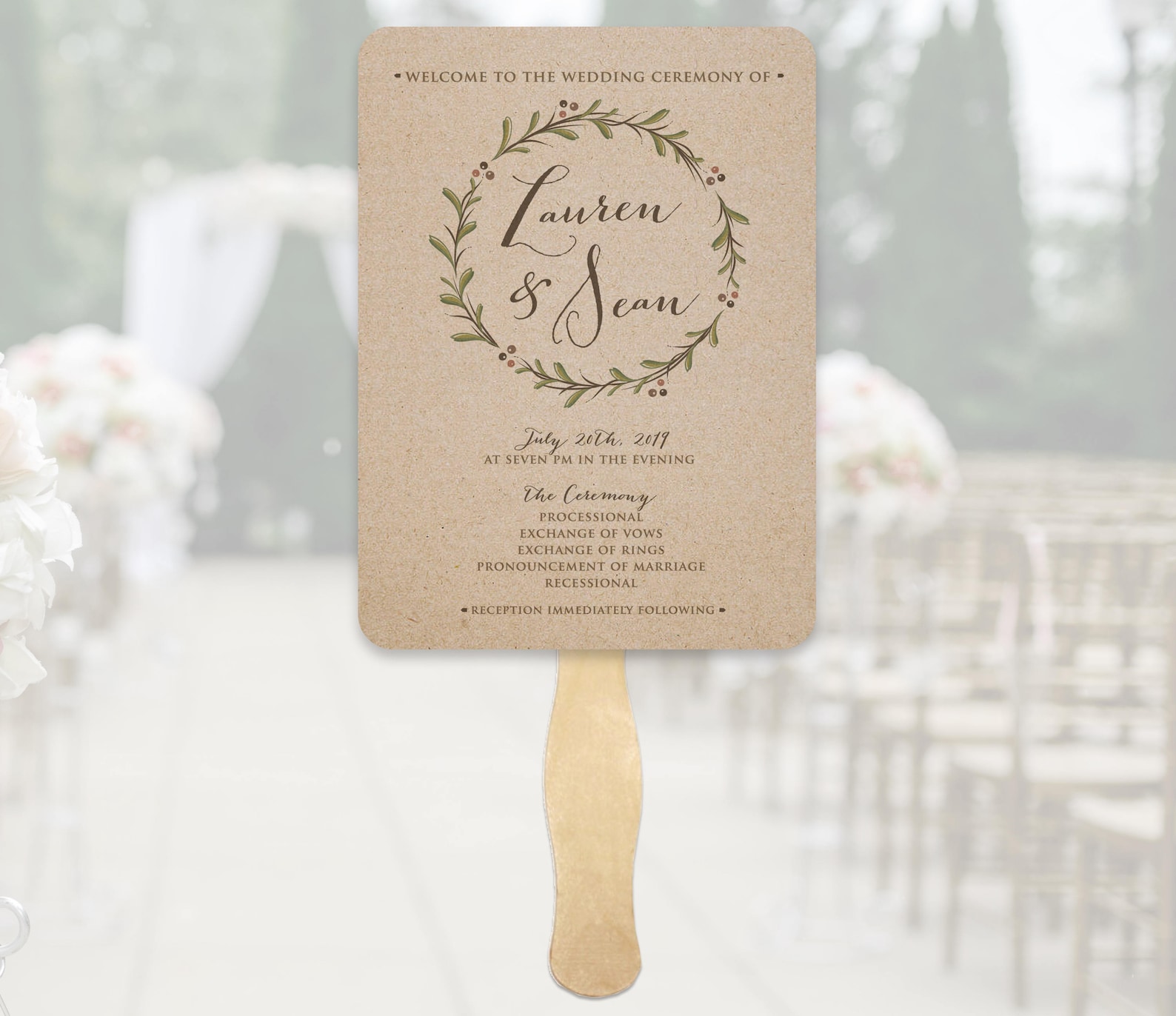 Program Fans Includes Wooden Sticks - Wedding Program Fans - Printed ...