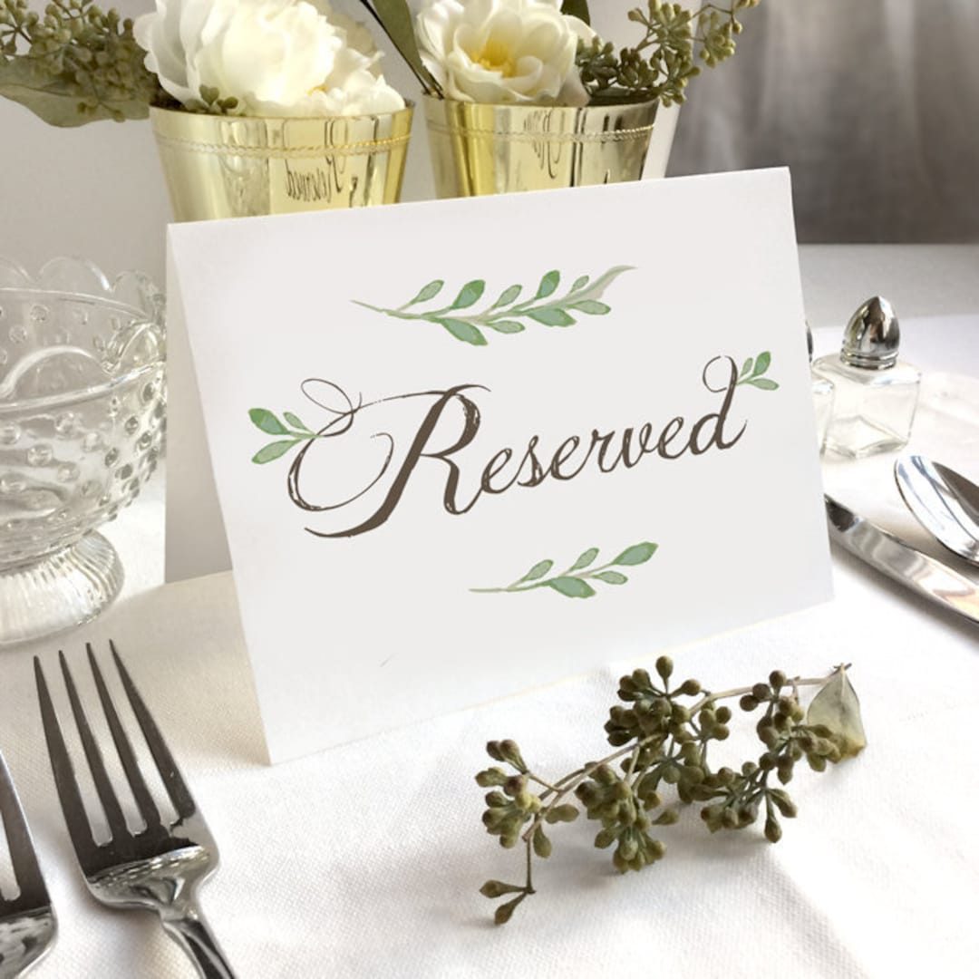 Reserved Table Signs - Reserved Wedding Table Signs - Green Reserved ...