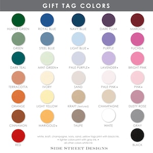 Printed Thank You Tags, Colored Tags for Wedding Favors, Favor Tags for ...