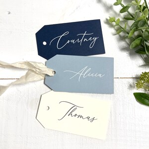 Name Tag Cards, Printed Bridesmaid Gift Tags, Navy Blue Favor Tags ...