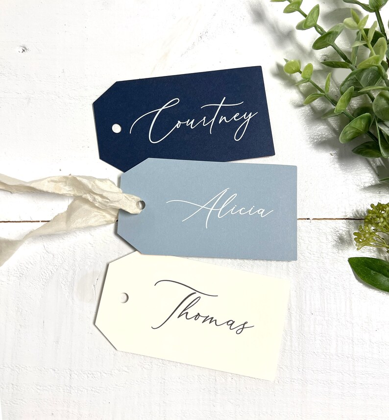 Name Tag Cards Printed Bridesmaid Gift Tags Navy Blue Favor - Etsy