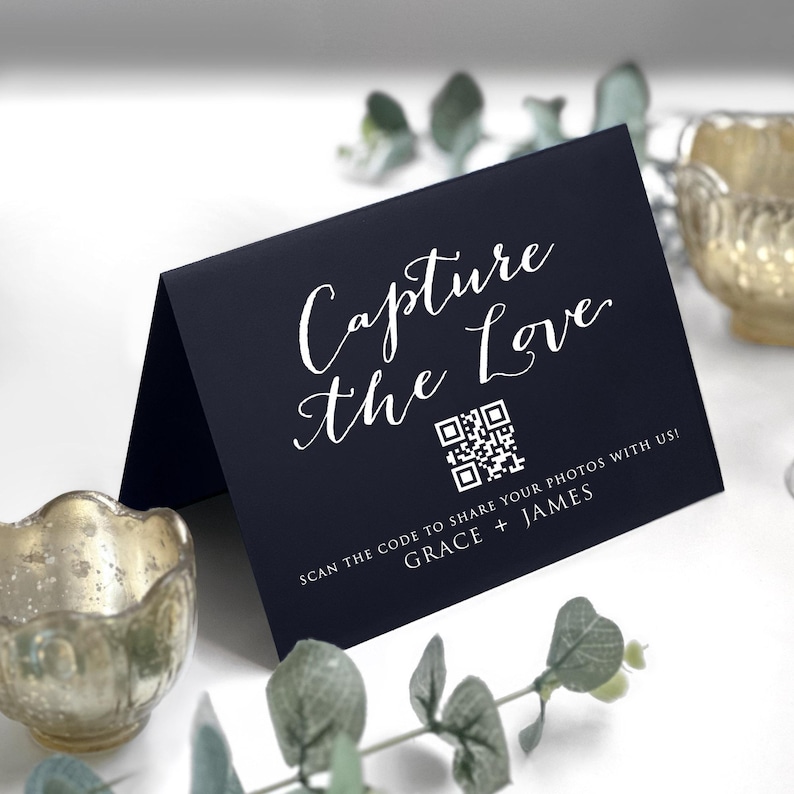 Capture the Love QR Code Cards, Wedding QR Code Sign, Printed Wedding ...