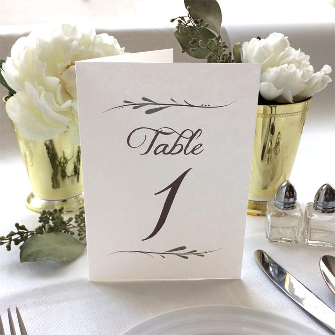 Freestanding Wedding Table Numbers - Printed Folded Double Sided Table ...