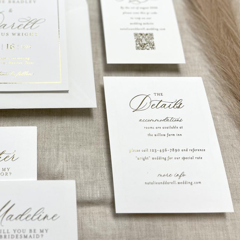 Gold Foil Wedding Invitations, Classy, Simple Invites, Gold Foiled ...
