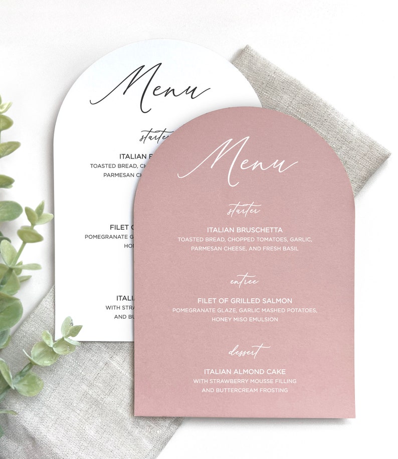Arched Wedding Menus, Light Blue Printed Arched Wedding Menus ...