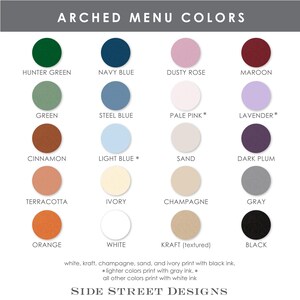 Printed Arched Menus, Beige and Terracotta Printed Arched Wedding Menus ...