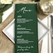 Wedding Dinner Menu Cards - Hunter Green Printed White Ink Wedding ...