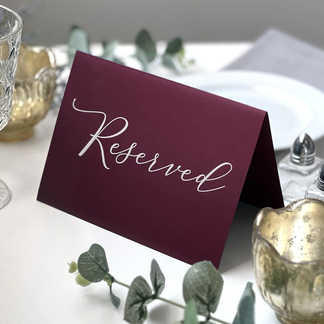 Maroon Reserved Wedding Table Sign, Customized Table Sign, Reserved ...