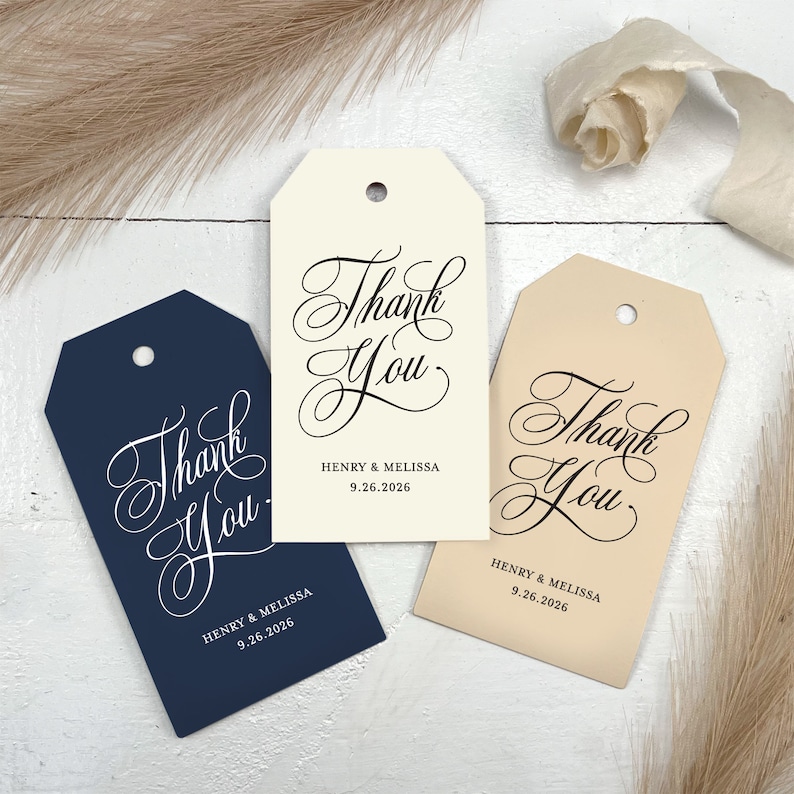 Printed Thank You Tags, Gift Tags for Weddings and Party Favors ...