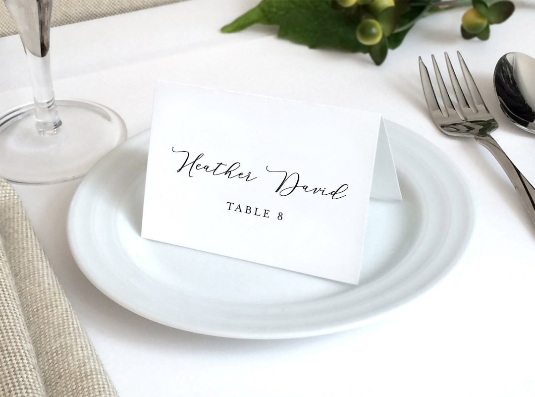 Simple Printed Wedding Place Cards - White Wedding Escort Cards - Meal ...