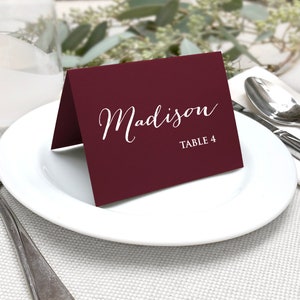 Burgundy Wedding Menu Cards - Burgundy Accents - Maroon Place Settings ...