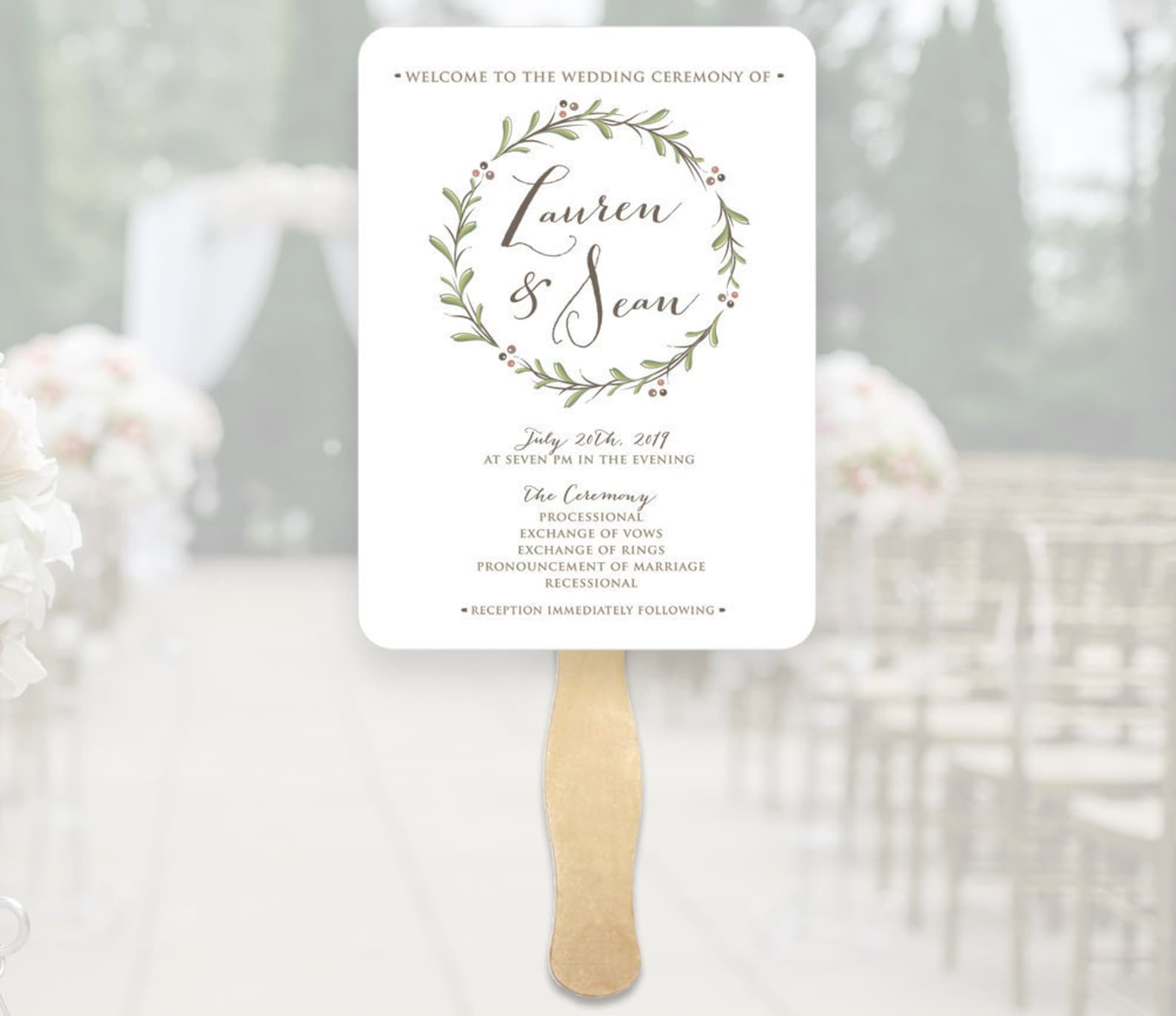 Wedding Program Fans Wooden Sticks Included - Wedding Program Fans ...