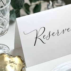 Simple White Reserved Table Signs, Printed Wedding Table Card, Folded ...