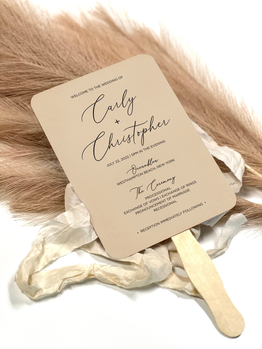 Champagne Wedding Ceremony Fans, Tan Ceremony Fans, Wooden Sticks ...