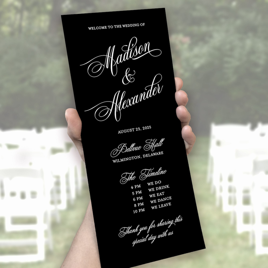 Printed Wedding Timeline Programs, Printed Wedding Ceremony Programs ...