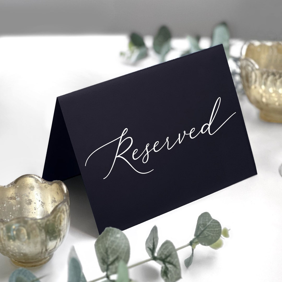 Printed Reserved Table Card, Reserved Seating Table Sign, Modern ...