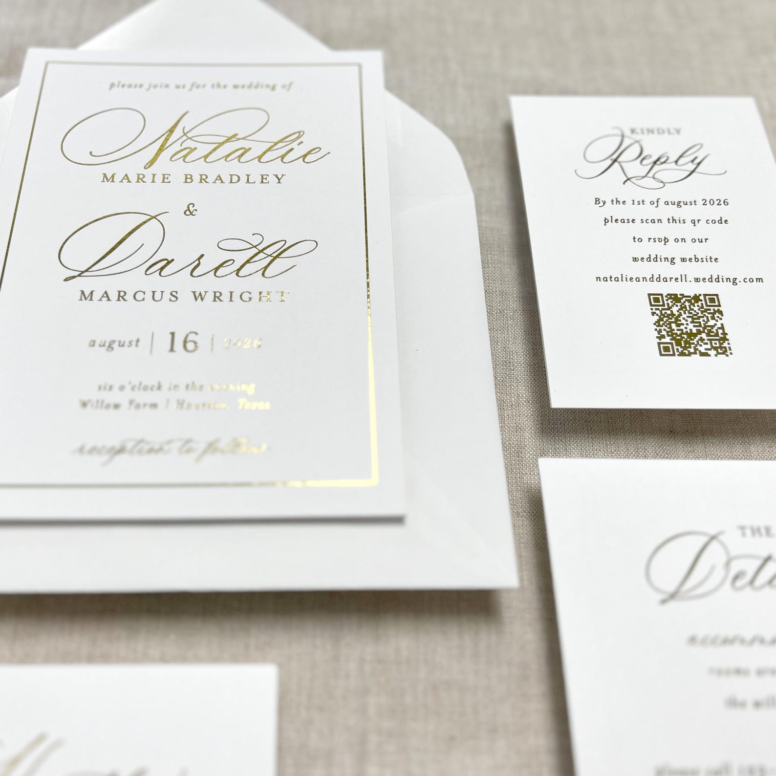 Gold Foil Wedding Invitations, Classy, Simple Invites, Gold Foiled ...