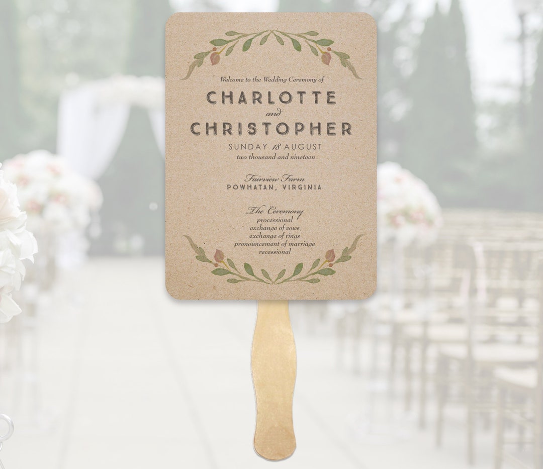 Wedding Program Fans - Simple Wedding Program Fans Greenery Florals ...