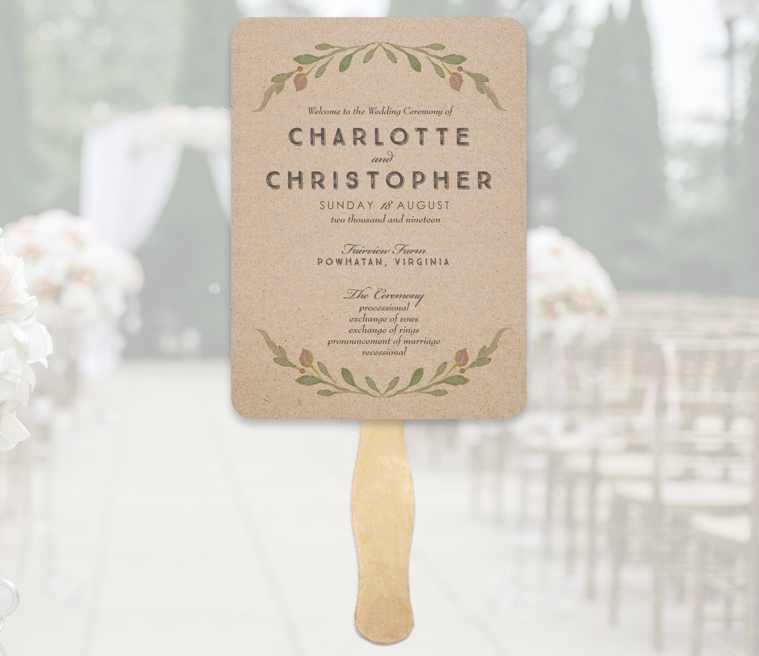 Wedding Program Fans - Simple Wedding Program Fans Greenery Florals ...
