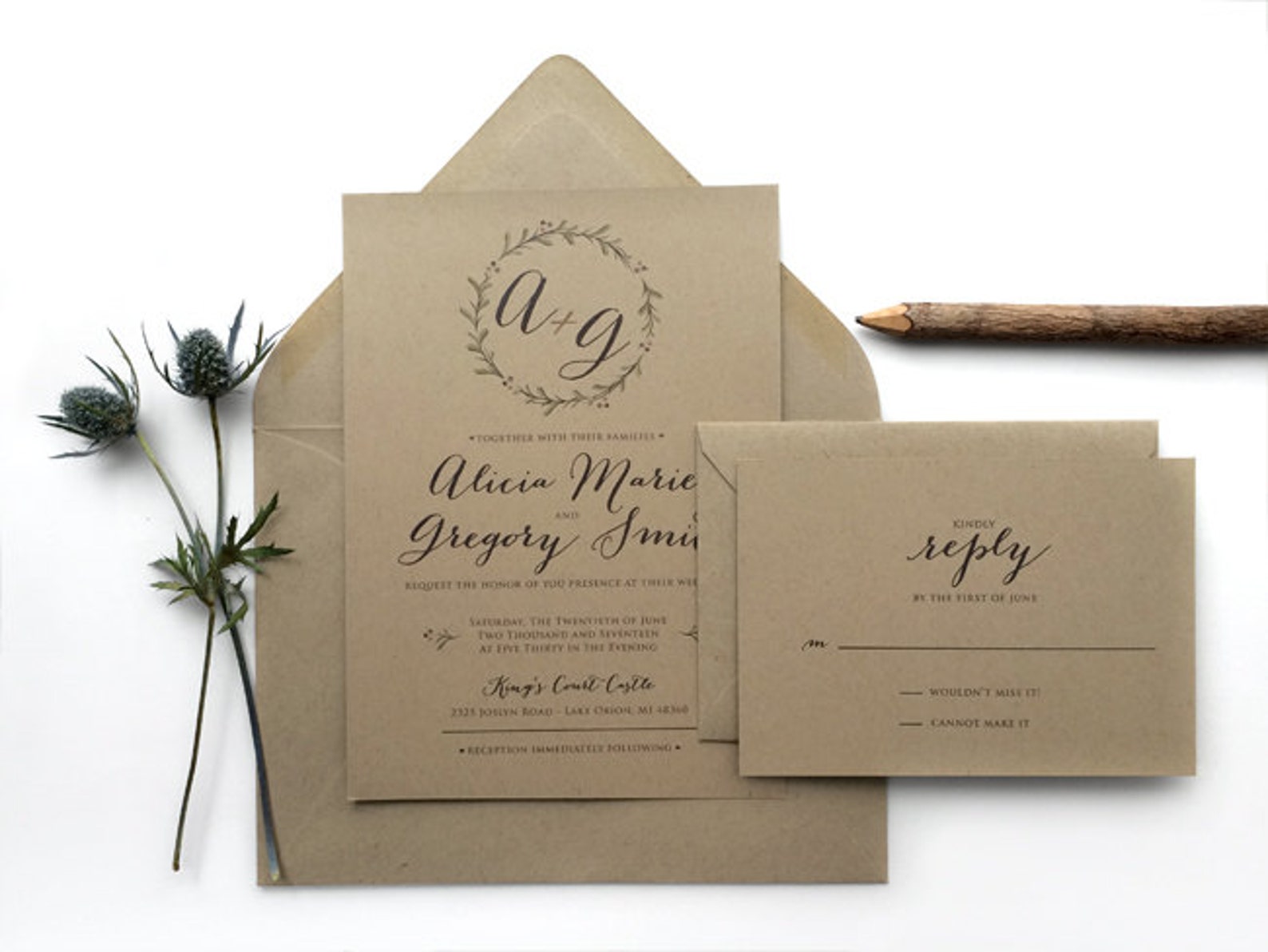Fall Wedding Invitations Rustic Wedding Invitation - Etsy
