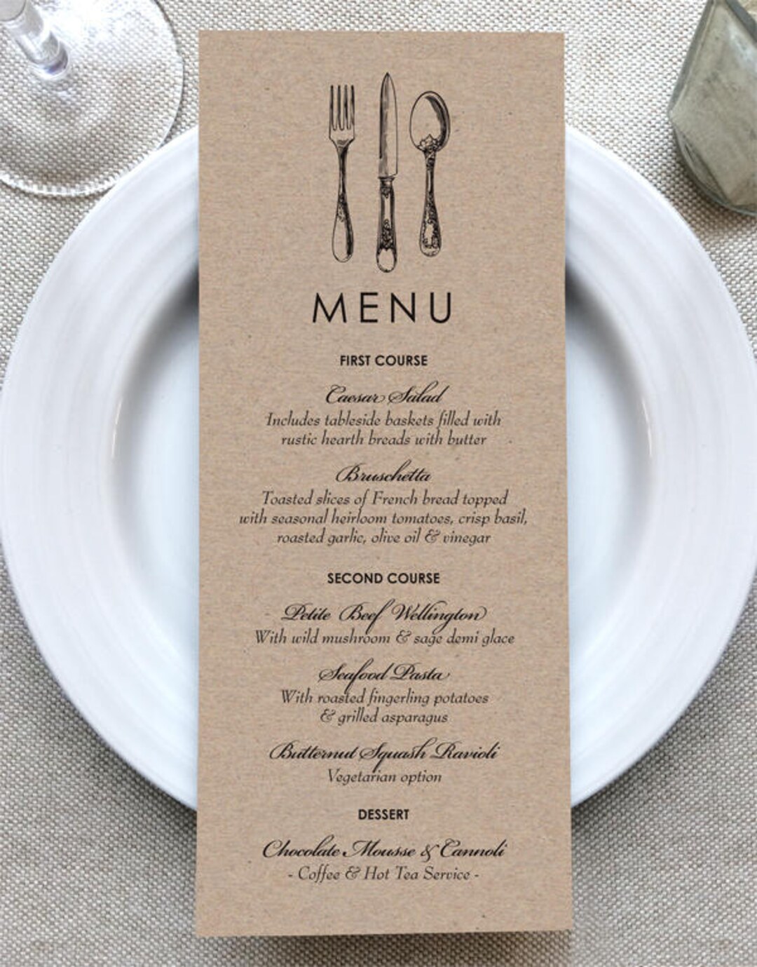 Vintage Silverware Wedding Menu Cards - Wedding Menu Card - Rehearsal ...