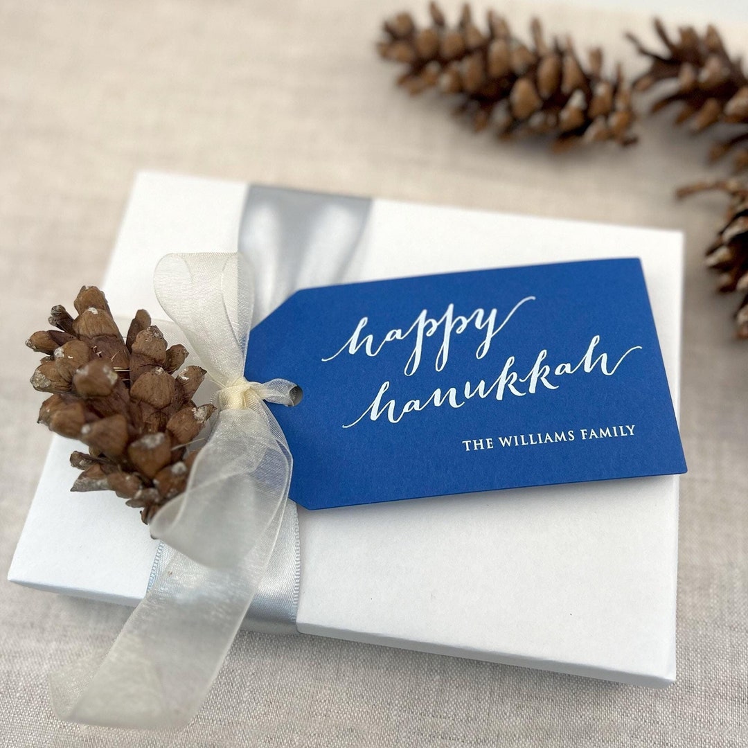 Hanukkah Gift Tags, Personalized Gift Tags, Blue and White Party Favor ...