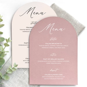 Printed Arched Menus, Beige and Terracotta Printed Arched Wedding Menus ...