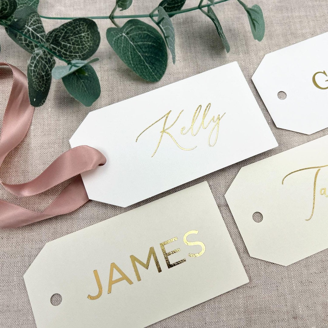 Gold Bridesmaid Gift Tags, Personalized Name Tags That Shine, Gold ...