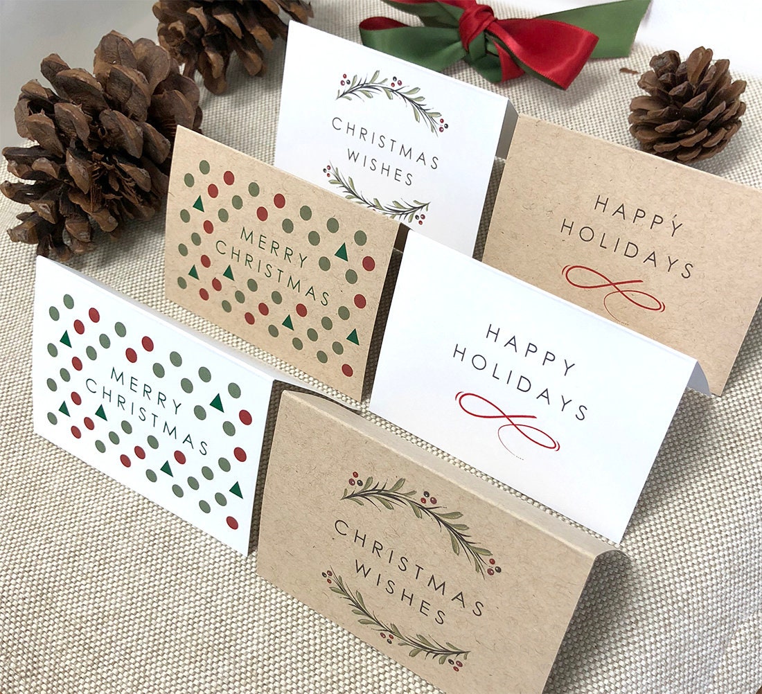 Set of 6 Mini Christmas Holiday Cards, Mini Gift Cards, Small Cards for ...