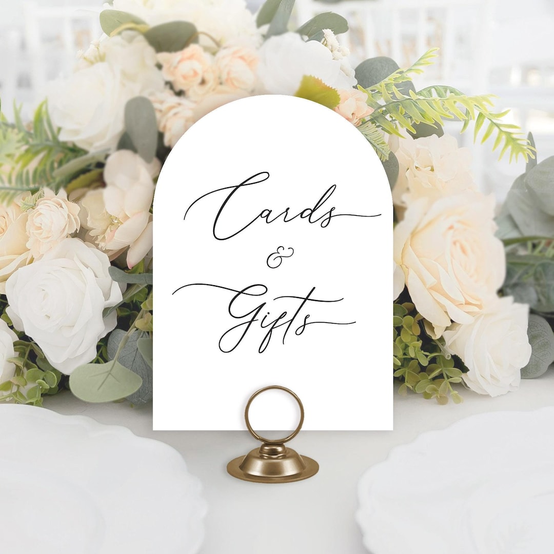 Arched Cards and Gifts Wedding Table Sign, Printed Gift Table Sign for ...