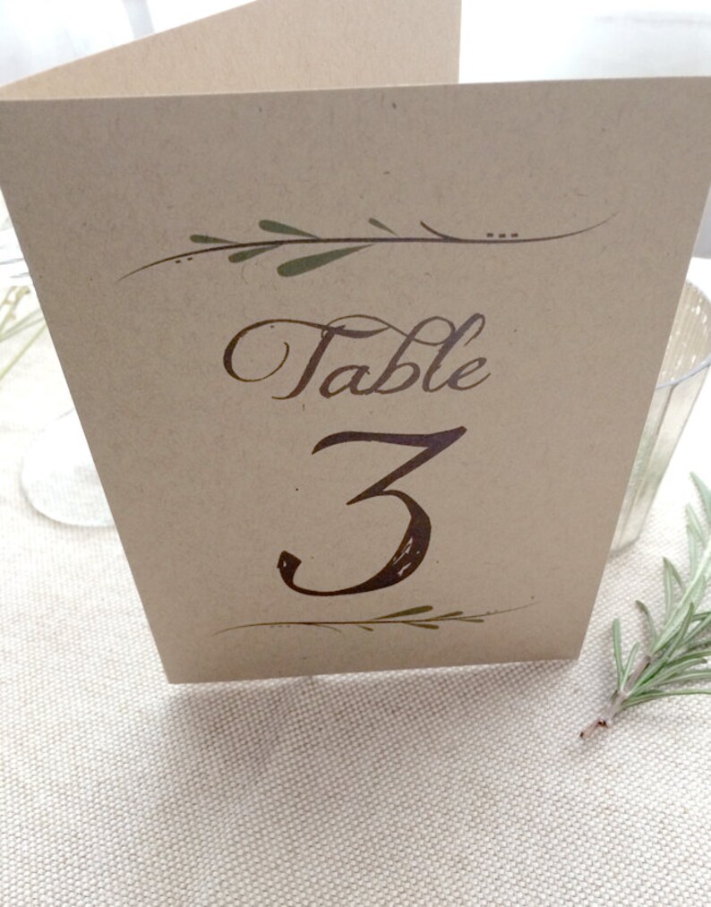 Rustic Wedding Table Numbers Printed on Folded Card Stock - Etsy