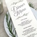 Wedding Menu Card - Rustic Wedding Menus - Ivory or White - Meal ...