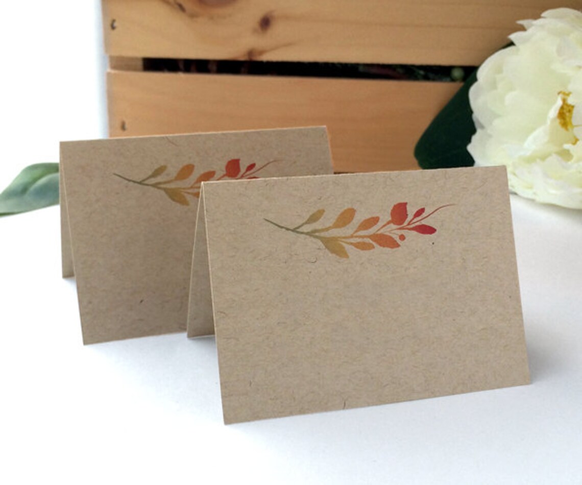 Blank Fall Wedding Place Cards - Fall Themed Wedding Name Cards, Fall ...