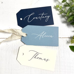 Name Tag Cards, Printed Bridesmaid Gift Tags, Navy Blue Favor Tags ...