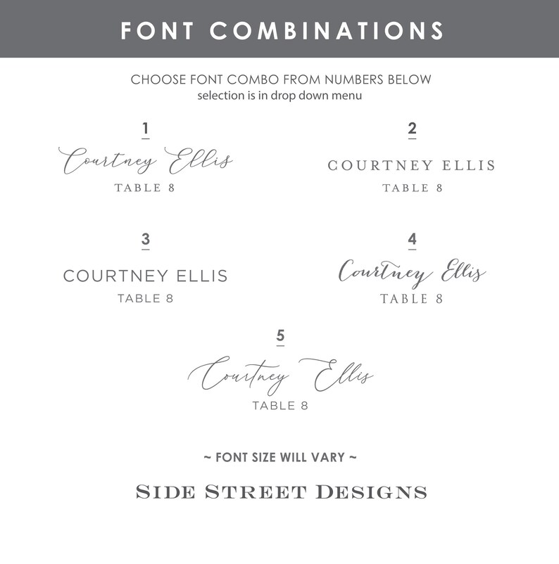 Gray Place Cards Printed Gray Wedding Escort Cards Simple | Etsy