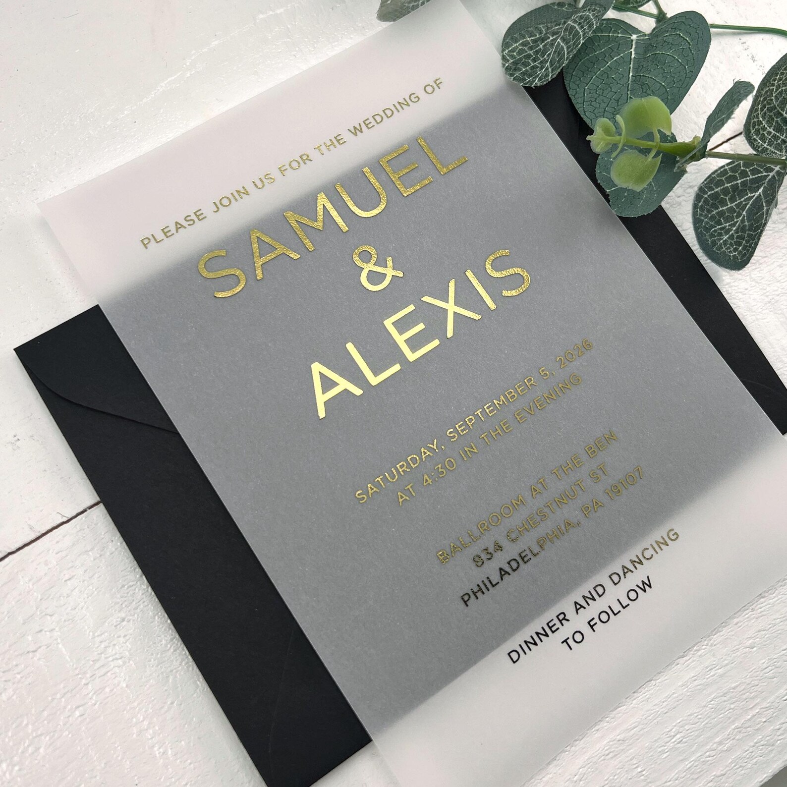 Modern Minimalist Vellum Wedding Invites, Printed Vellum Invitation ...