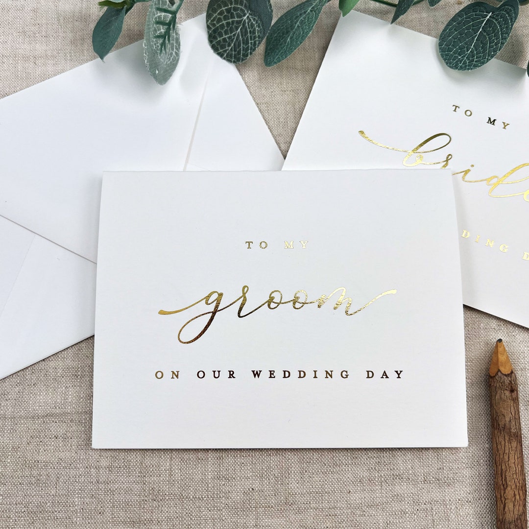 To My Groom on Our Wedding Day Card, to My Bride Cards, Gold Foil ...