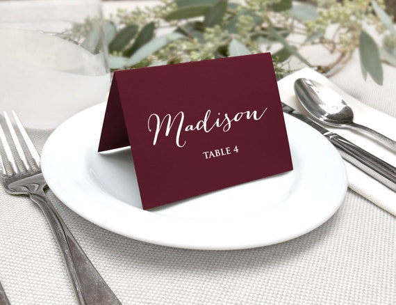 Burgundy Maroon Place Cards Maroon Wedding Escort Cards - Etsy