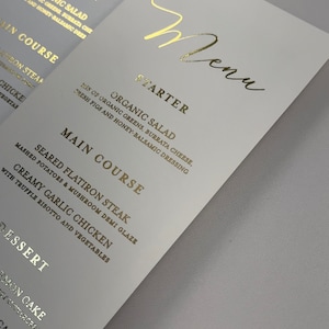 New! Gold Foil Menu Cards, Printed Shiny Wedding Gold Foil Menus ...