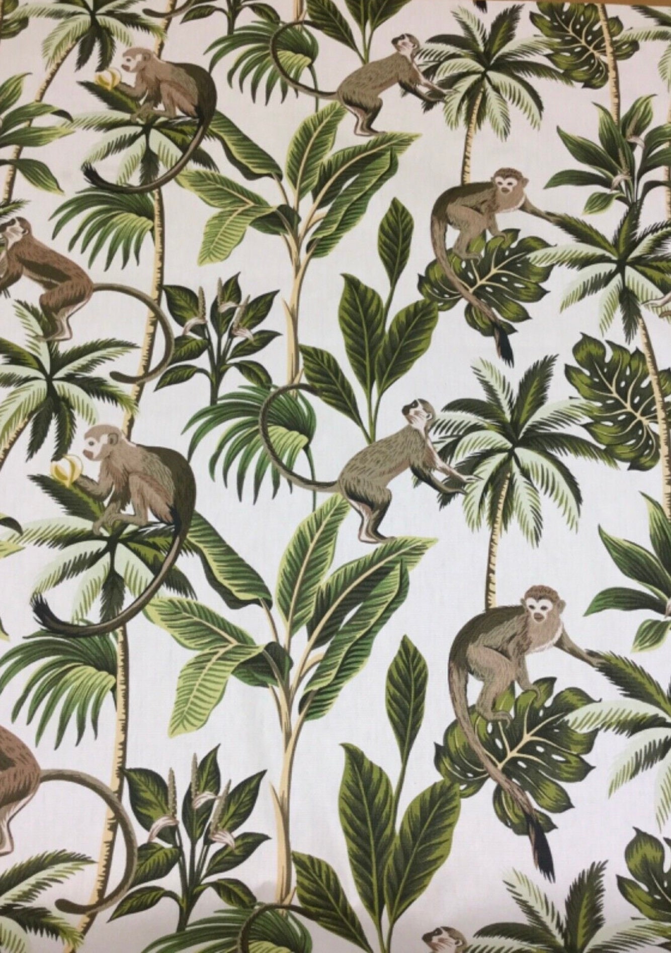 Fryetts Monkey Natural Cotton Fabric. for Upholstery, Curtains ...