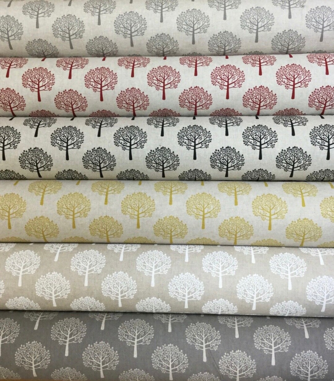 Mulberry Trees, Cotton Rich-linen Look Fabric. for Upholstery, Curtains ...