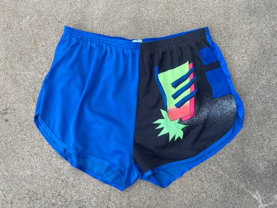 Rare Vintage 80s Deadstock Blue & Neon Swim Trunks Sh… - Gem