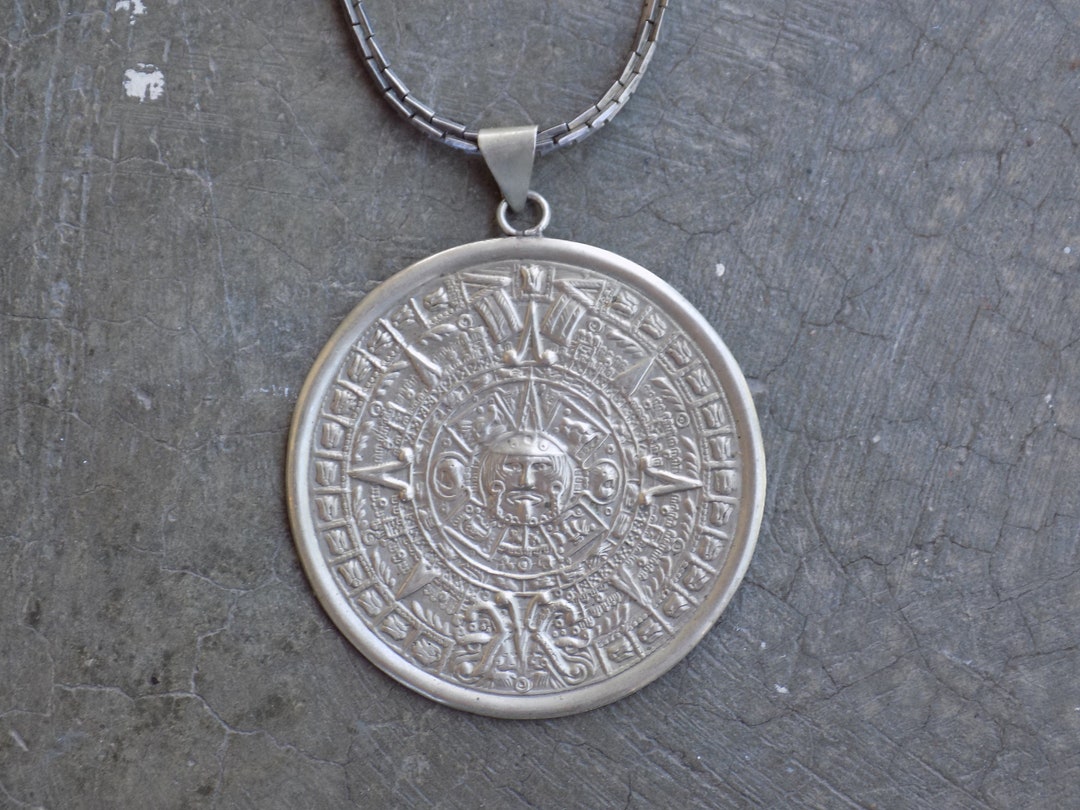 RARE Vintage Aztec Calendar Necklace - Etsy