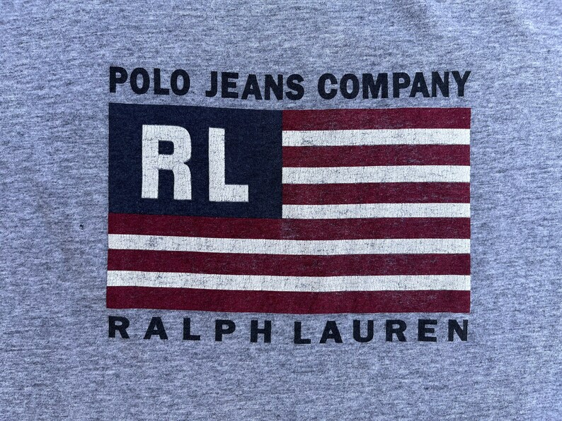 Rare Vintage Polo Ralph Lauren Flag Heather Gray T-shirt L - Etsy