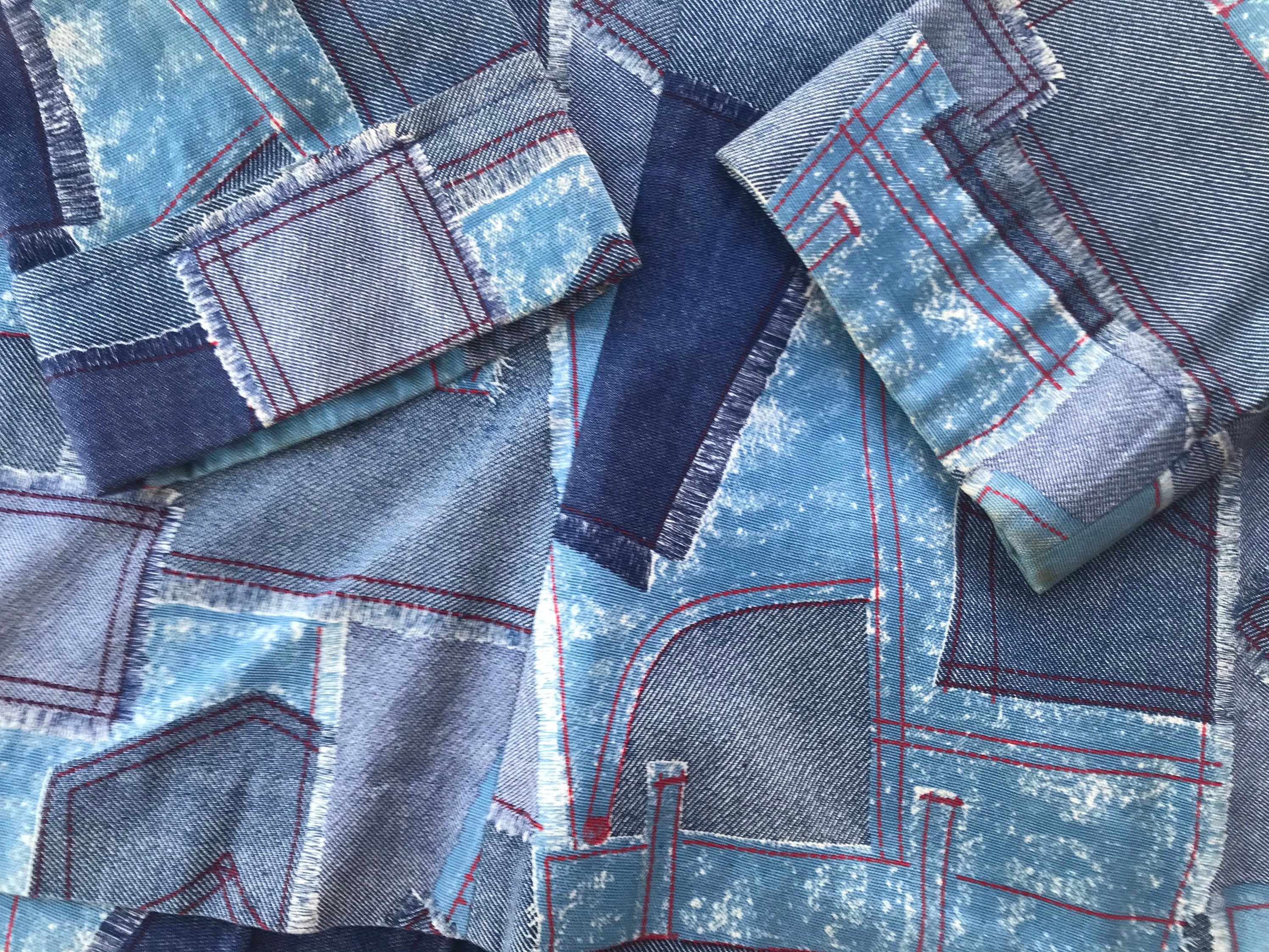 Rare Vintage 70s Denim Blue Jean Print Pullover Polo Shirt M | Etsy