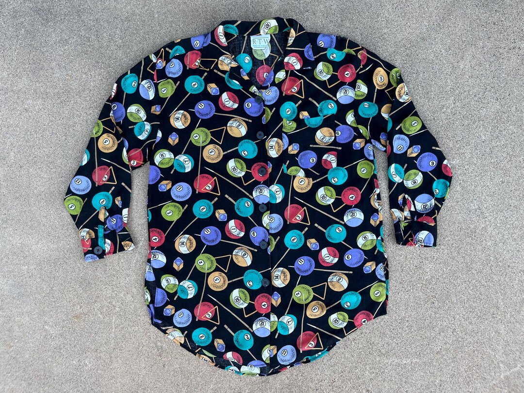 Rare Vintage 80s 90s Pool Ball Cue All Over Print Shirt - Etsy