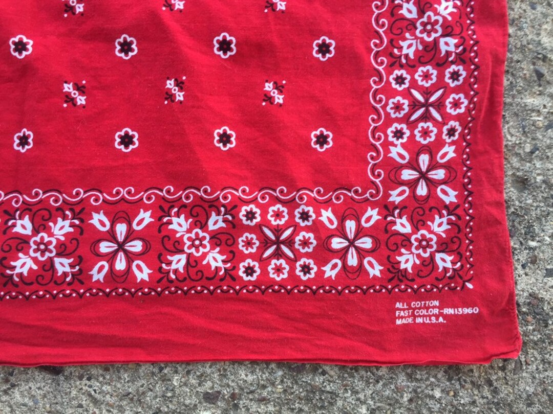 BEAT to HELL Rare Vintage 60s Fast Color Red Cotton Bandana 20”X20 ...