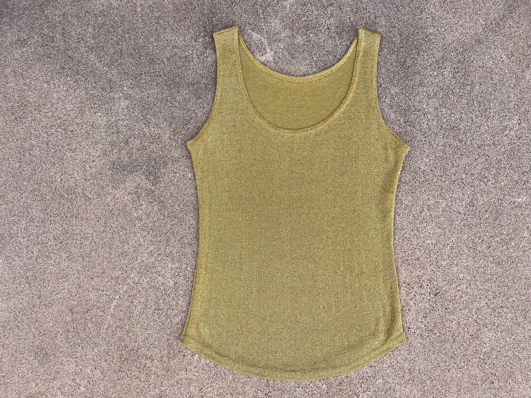 RARE Vintage Metallic Gold Lurex Tank Top M - Etsy